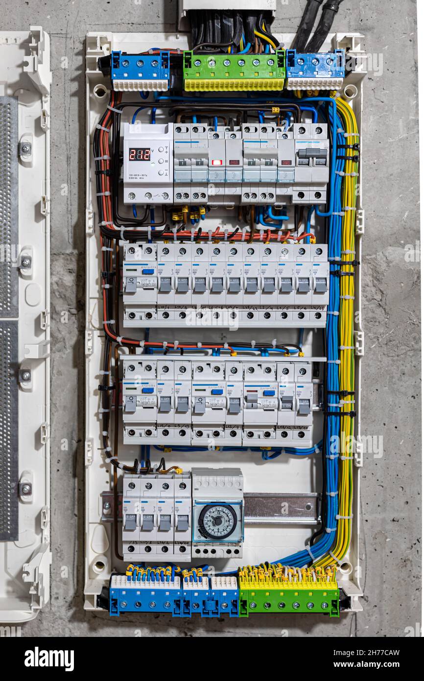 Switchboard with many switches and fiber optic cables Stock Photo - Alamy