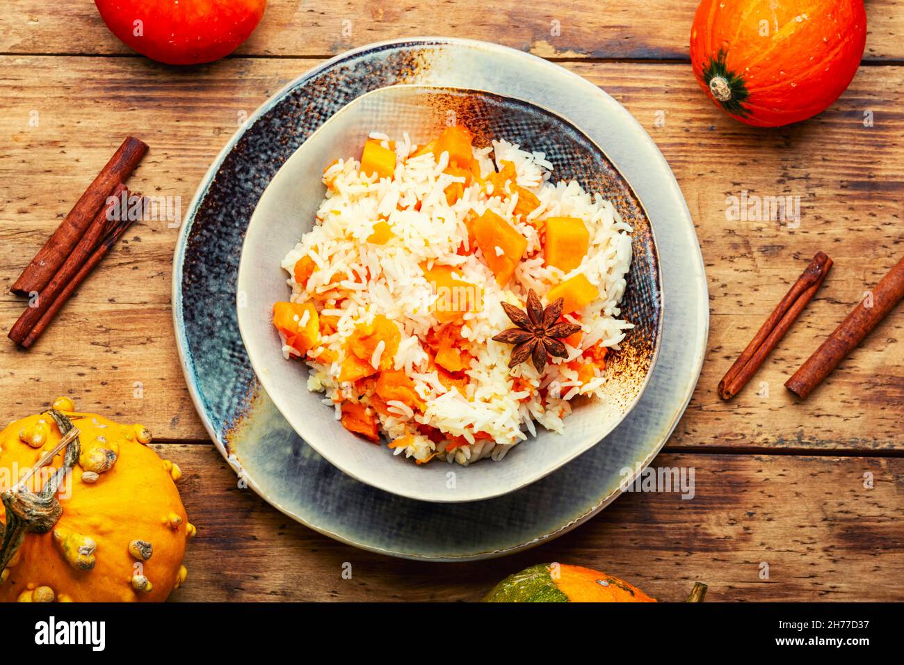 Rice with fragrant and juicy pumpkin. Vegetable pilaf Stock Photo - Alamy