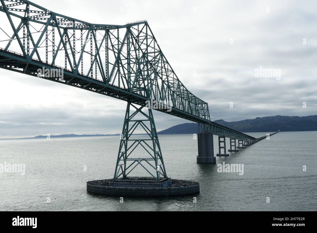 Astoria–Megler Bridge at Astoria over the Columbia River. View on a ...