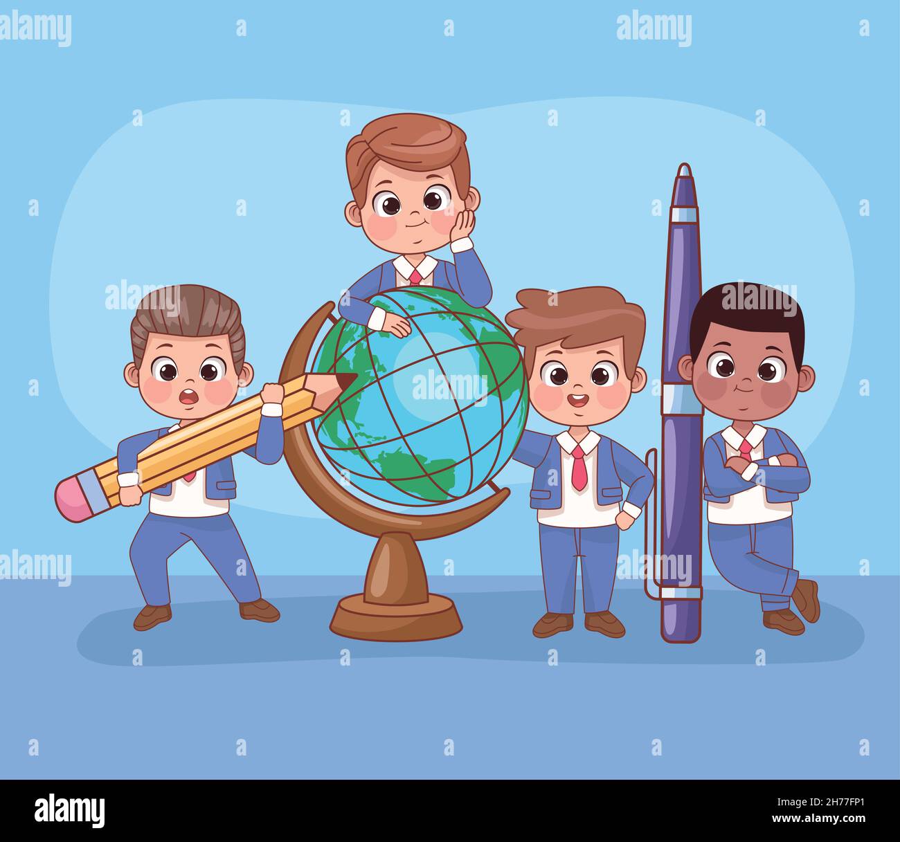 Four students Stock Vector Images - Alamy