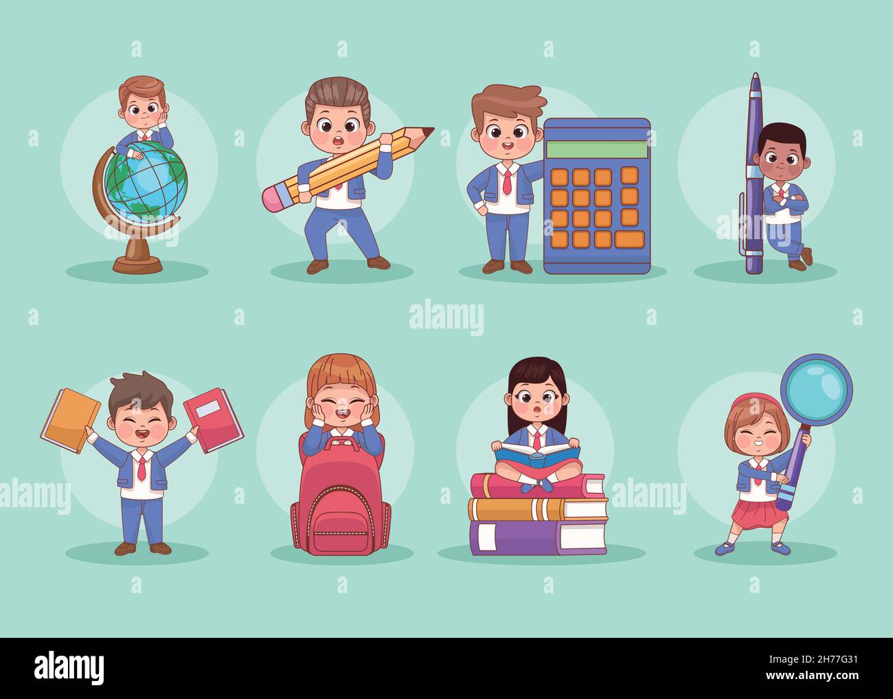 eight students school characters Stock Vector Image & Art - Alamy