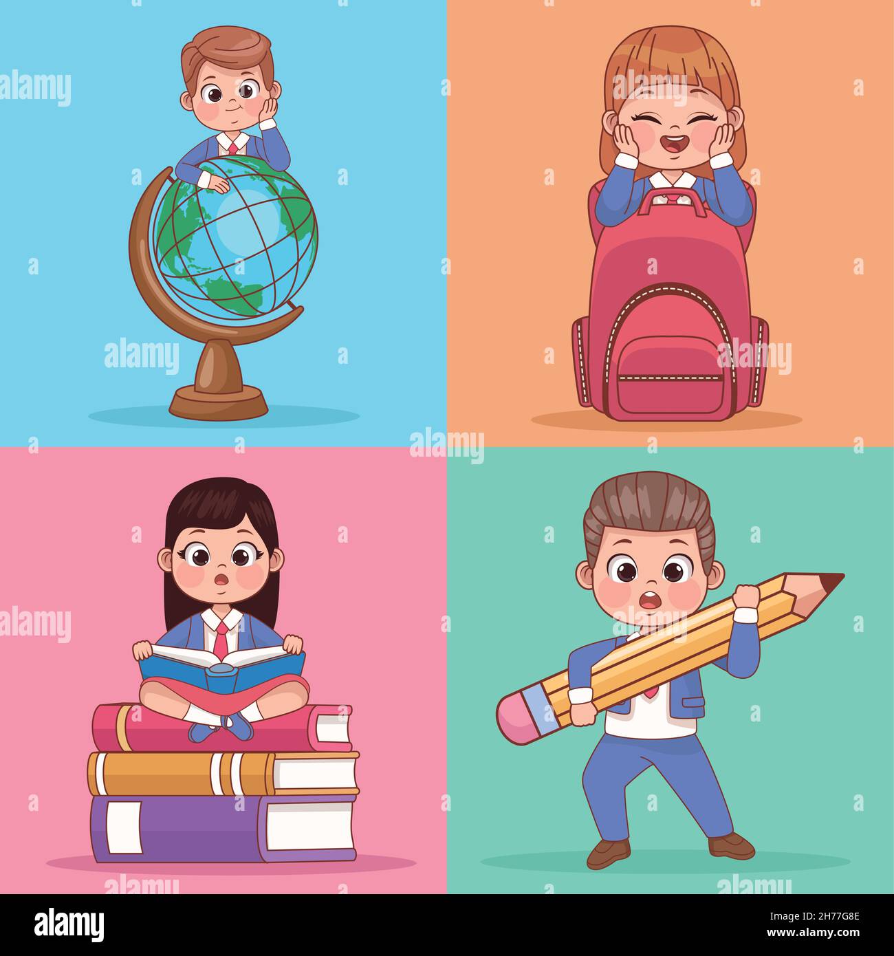 four students school characters Stock Vector Image & Art - Alamy
