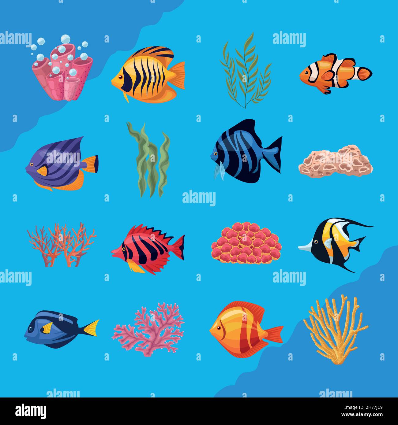 sixteen sealife underwater icons Stock Vector Image & Art - Alamy