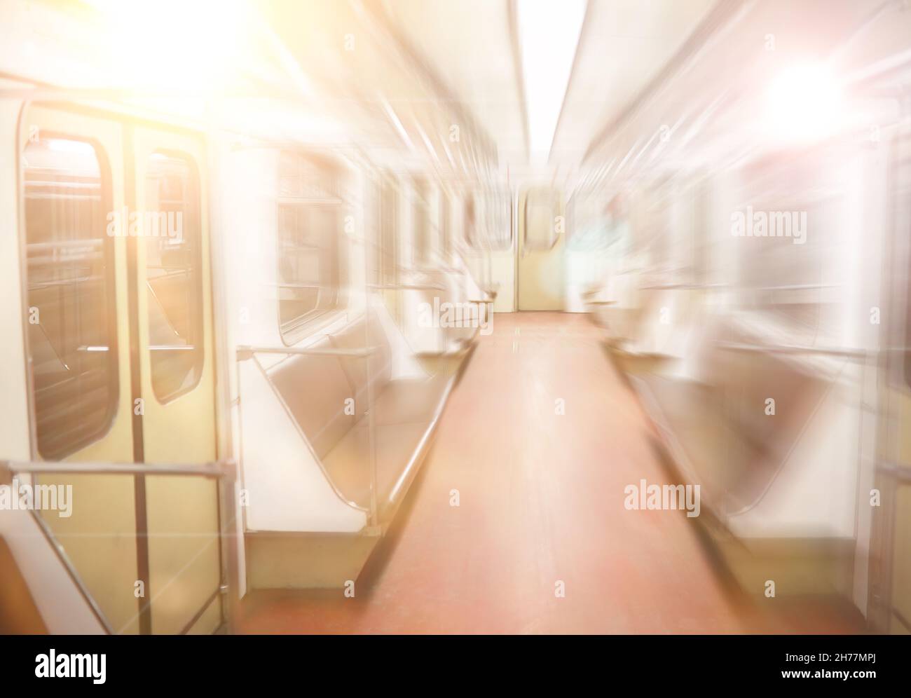 Subway car with empty seats. Empty subway car Stock Photo - Alamy