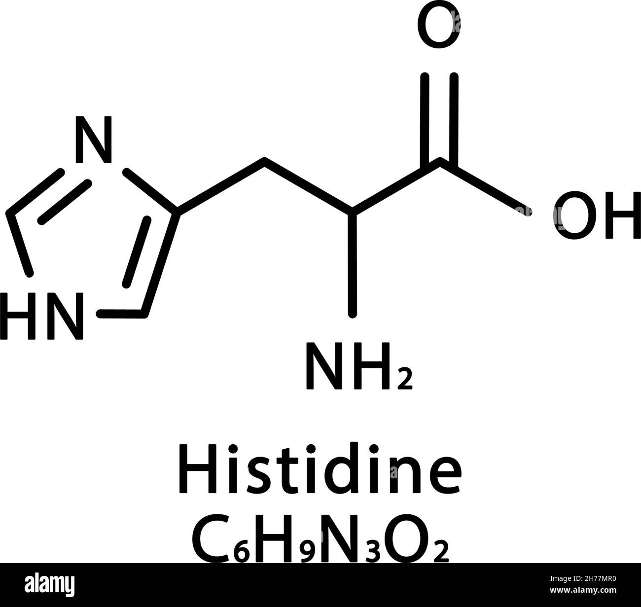 Histidine molecular structure. Histidine skeletal chemical formula ...