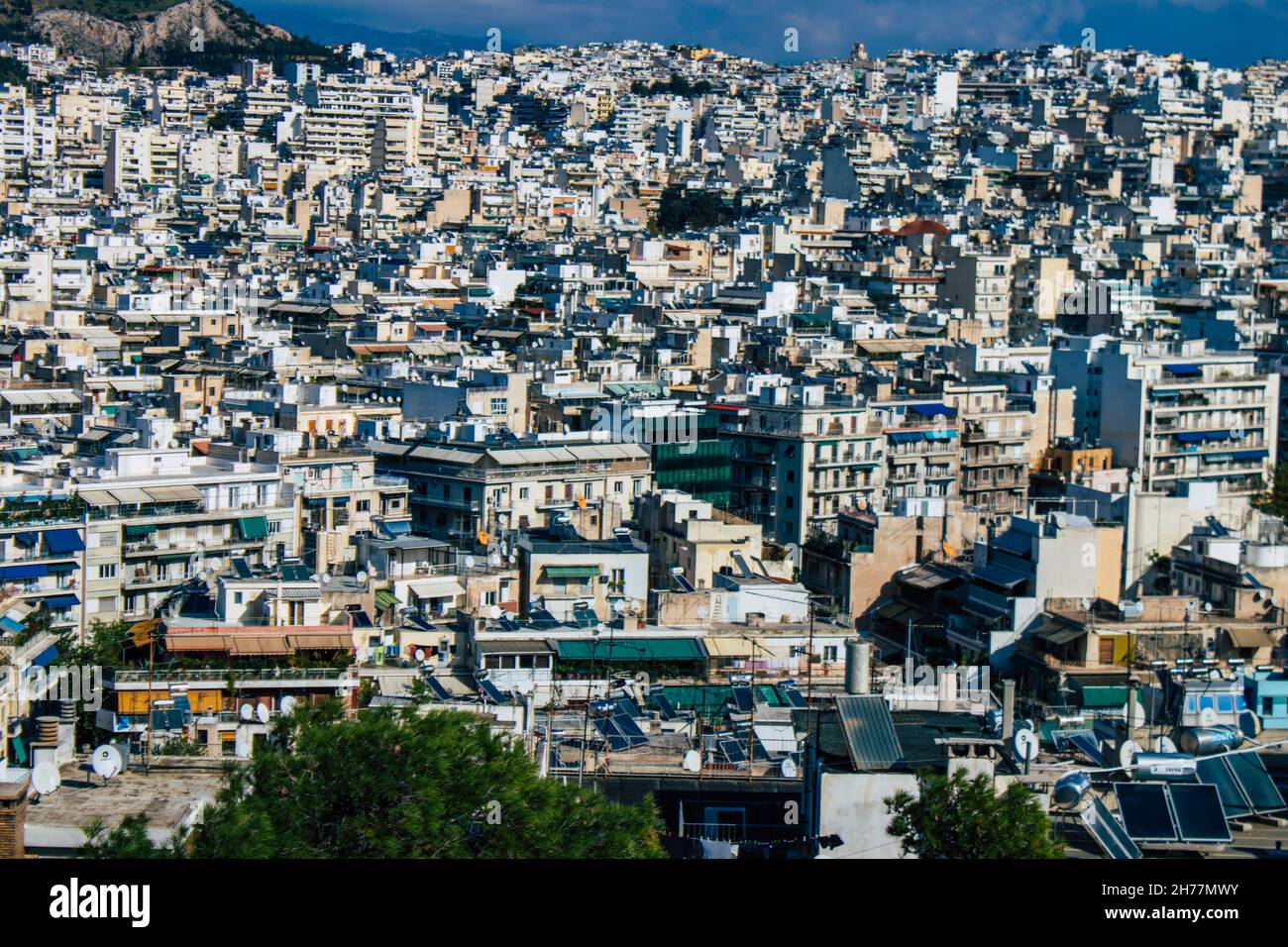 Athens, Greece - November 20, 2021 Stréfi Hill, Park and ancient green ...