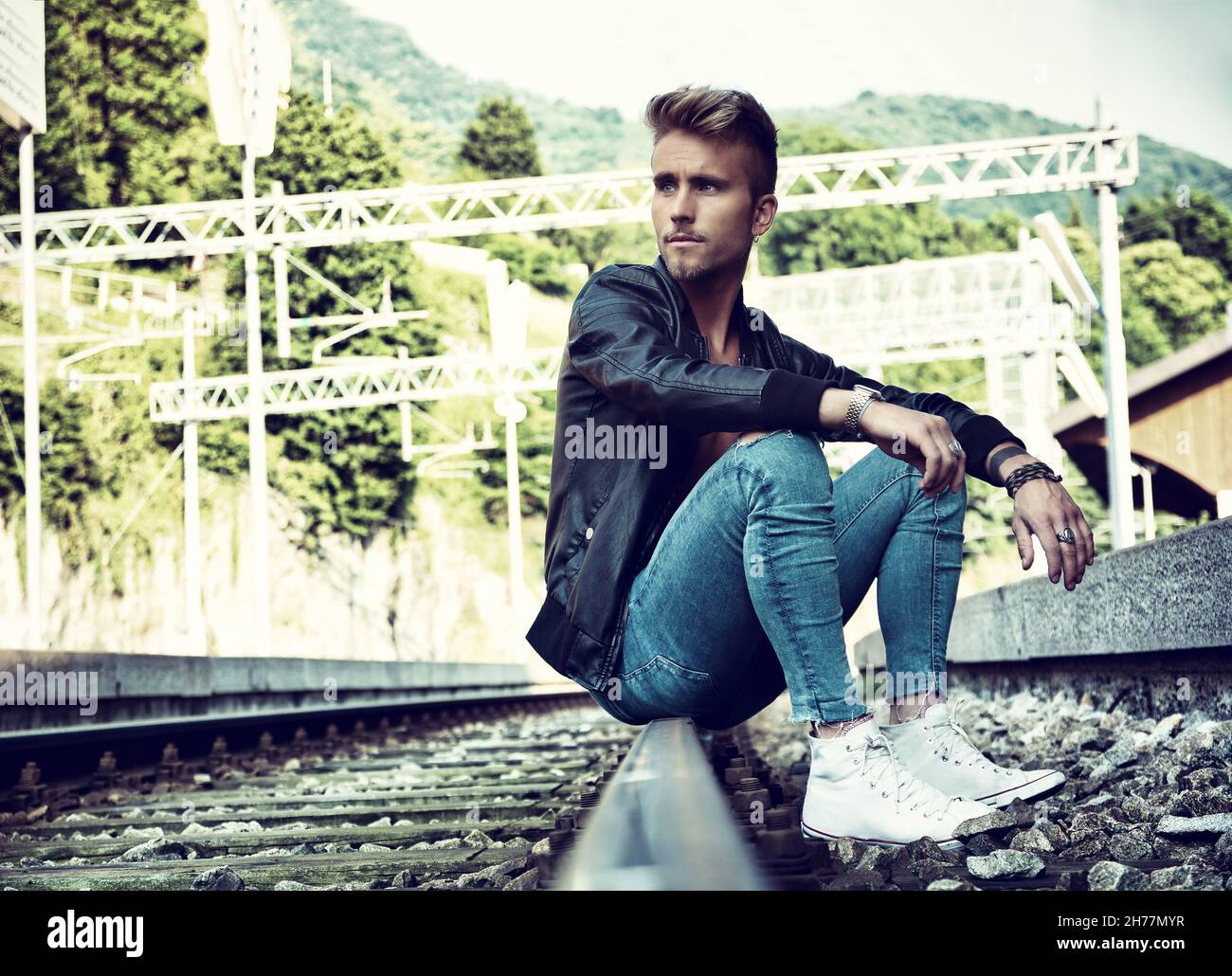 Man model male railway hi-res stock photography and images - Alamy