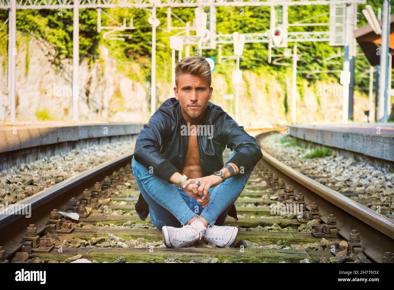 Man model male railway hi-res stock photography and images - Alamy