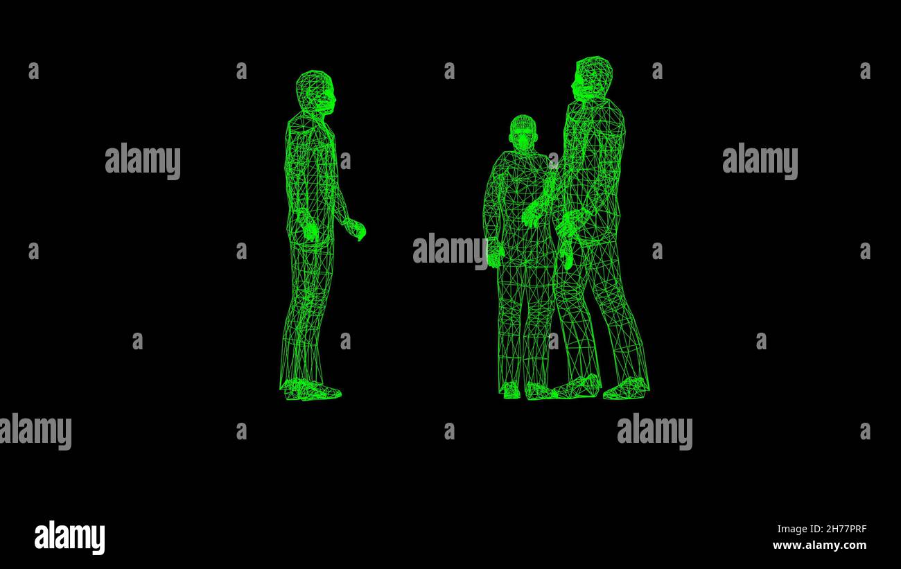 Green wireframe people speak cyberpunk 3d style 80s 90s computer ...