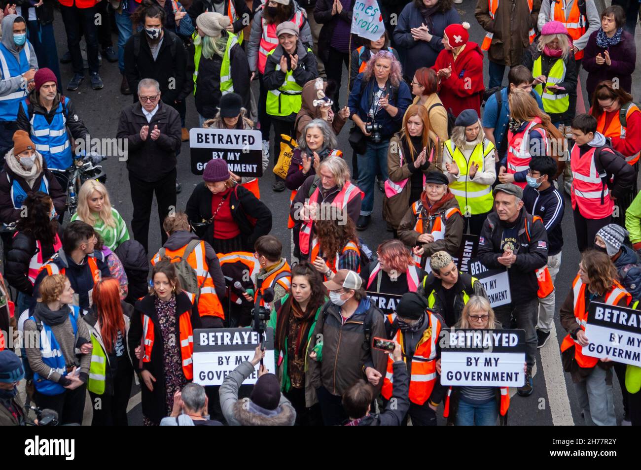 London, England. 20th November 2021. Insulate Britain taking part in a ...