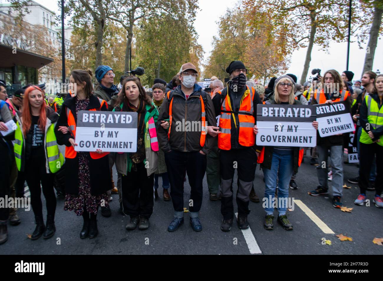 London, England. 20th November 2021. Insulate Britain taking part in a ...