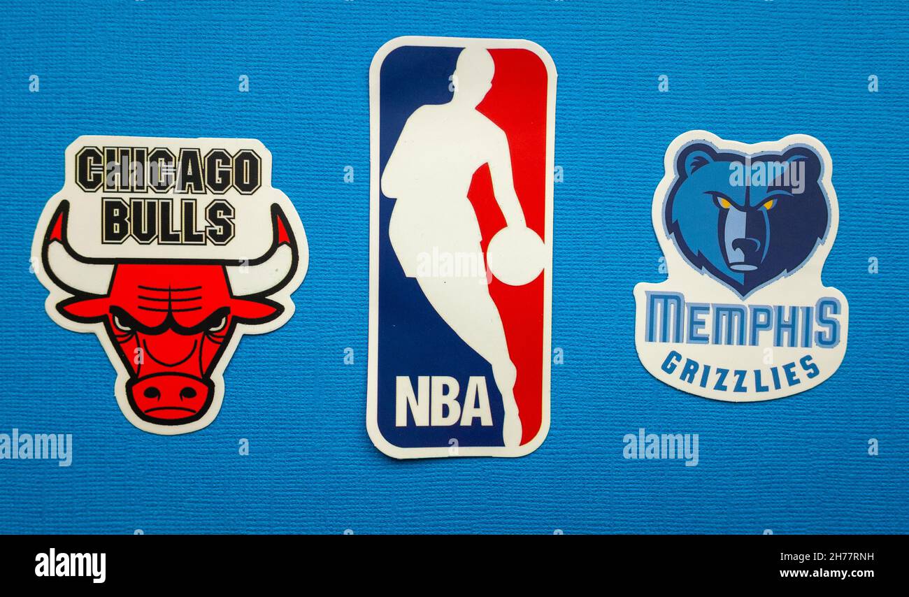 October 1, 2021, Springfield, USA, Emblems of the Chicago Bulls and ...
