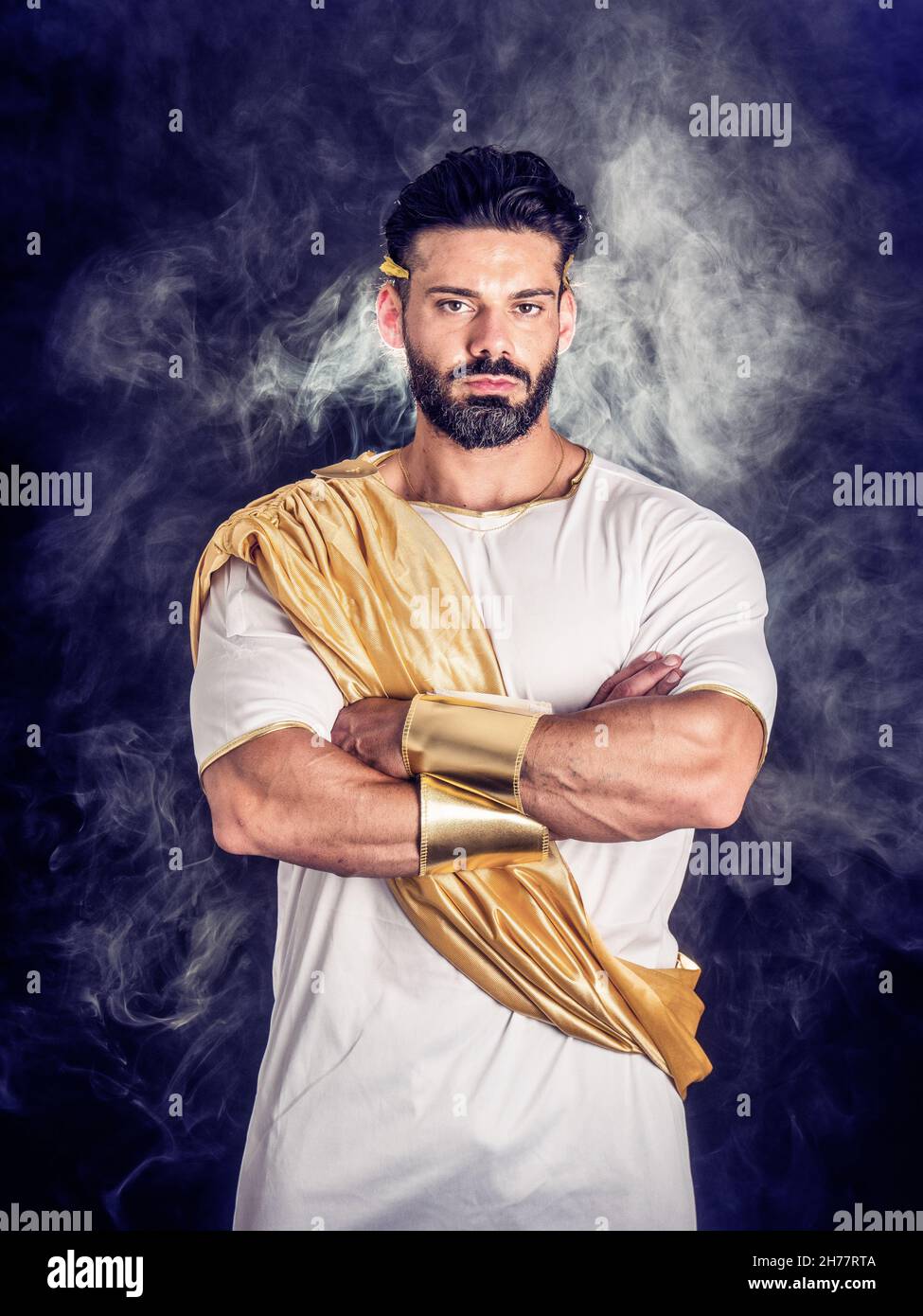 Bearded Greek god or Roman aristocrat looking at camera Stock Photo - Alamy