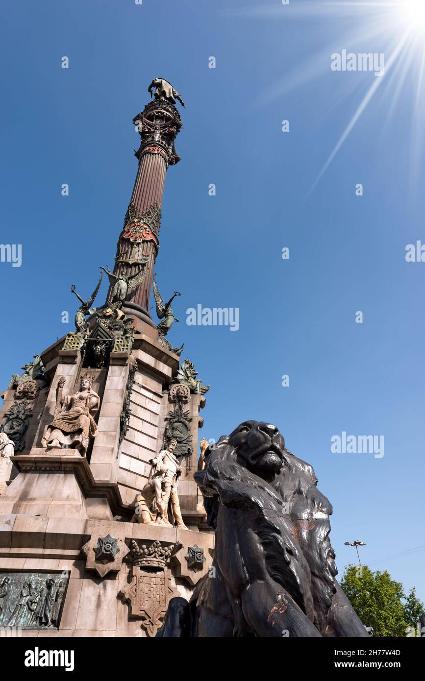 The Column of Barcelona, Spain. Monument dedicated to the famous ...