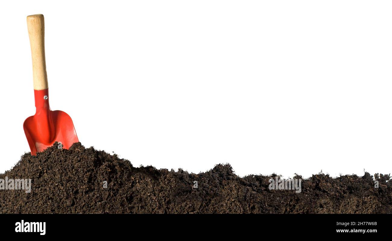 gardening tools and peat on a white background Stock Photo - Alamy