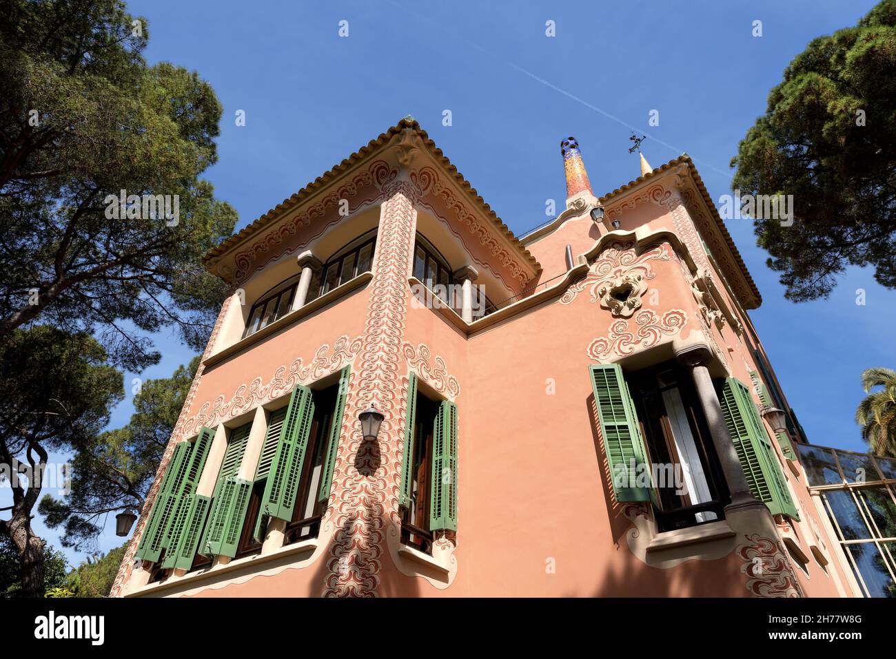 Barcelona. House of Antoni Gaudi and museum in the Park Guell, inside ...