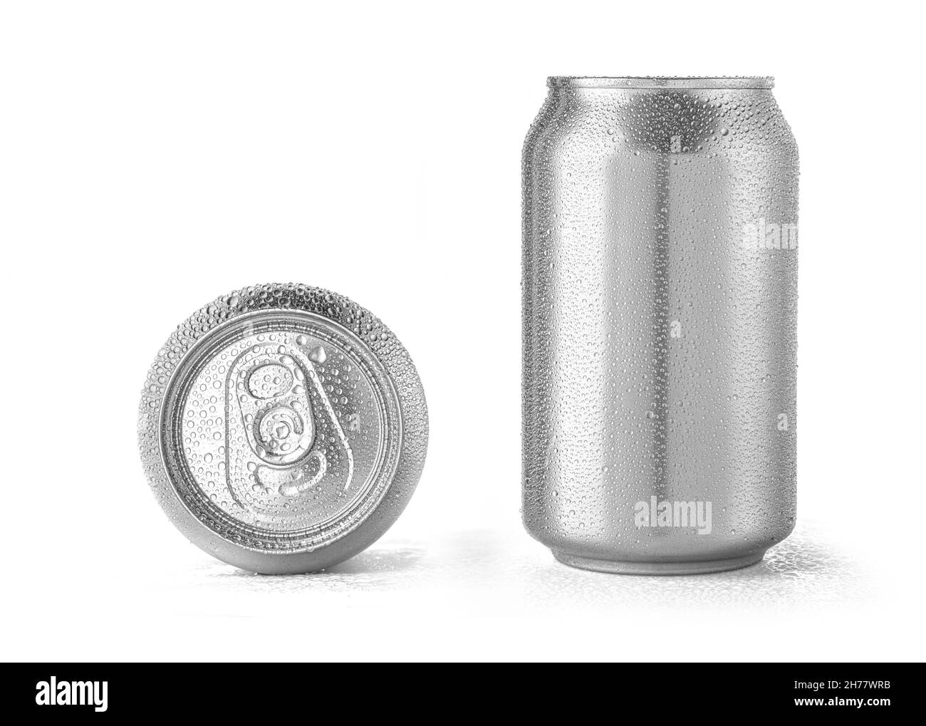 silver metal cans with drops isolated on white background Stock Photo ...