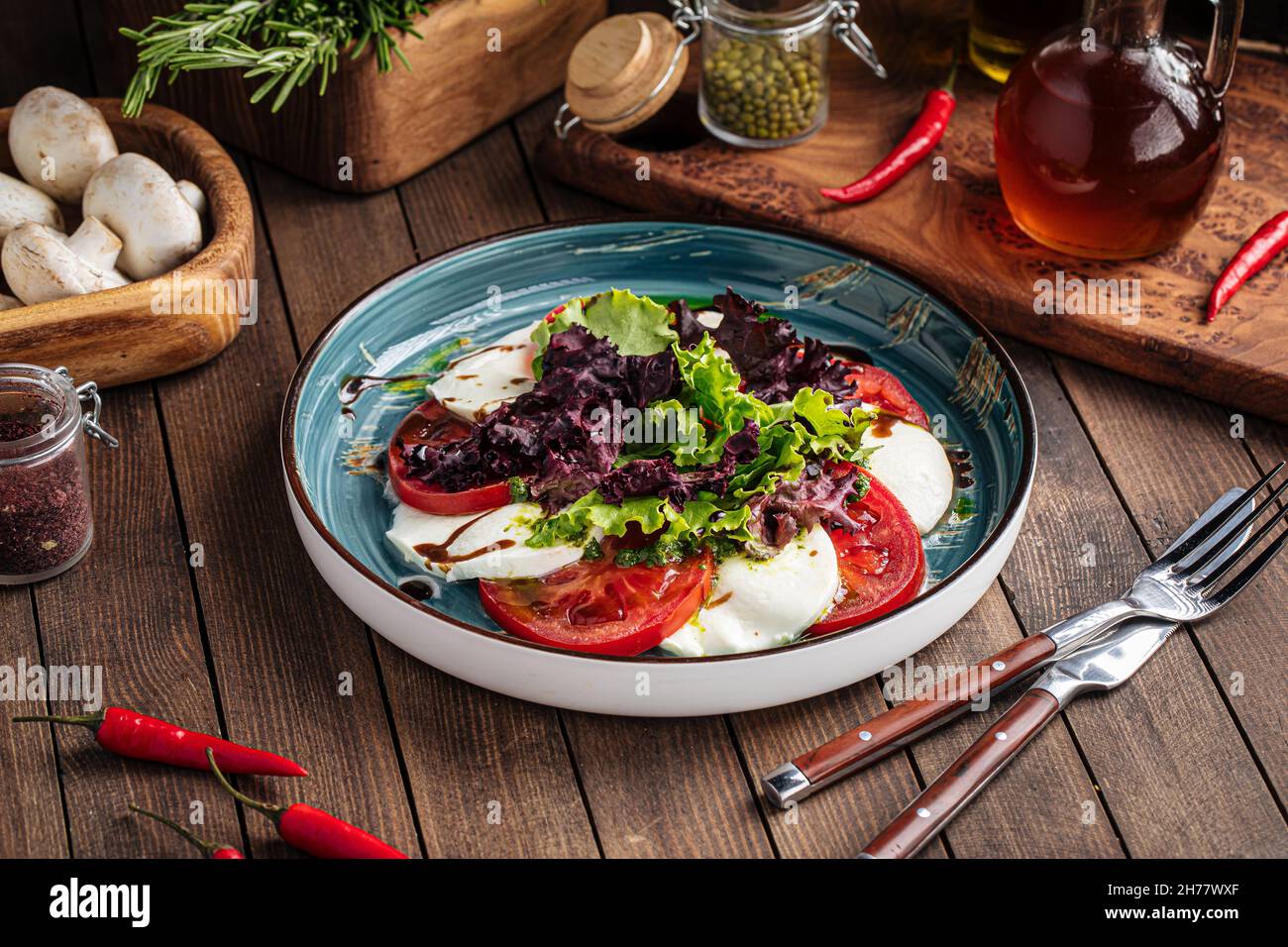 Gourmet tomato and mozzarella caprese salad Stock Photo - Alamy