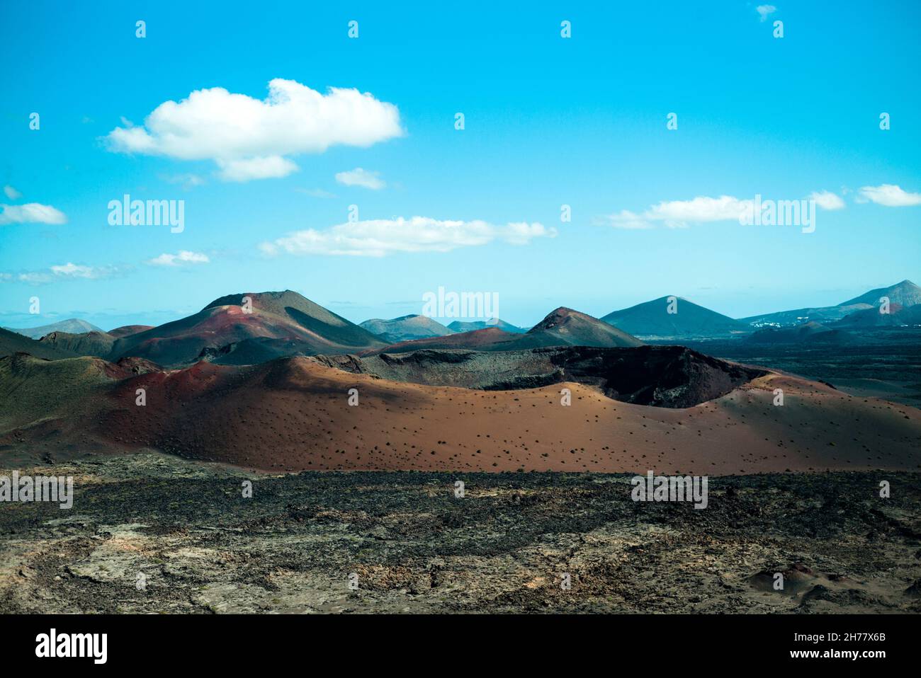 Timanfaya Volcano in Timanfaya National Park in Lanzarote Stock Photo ...