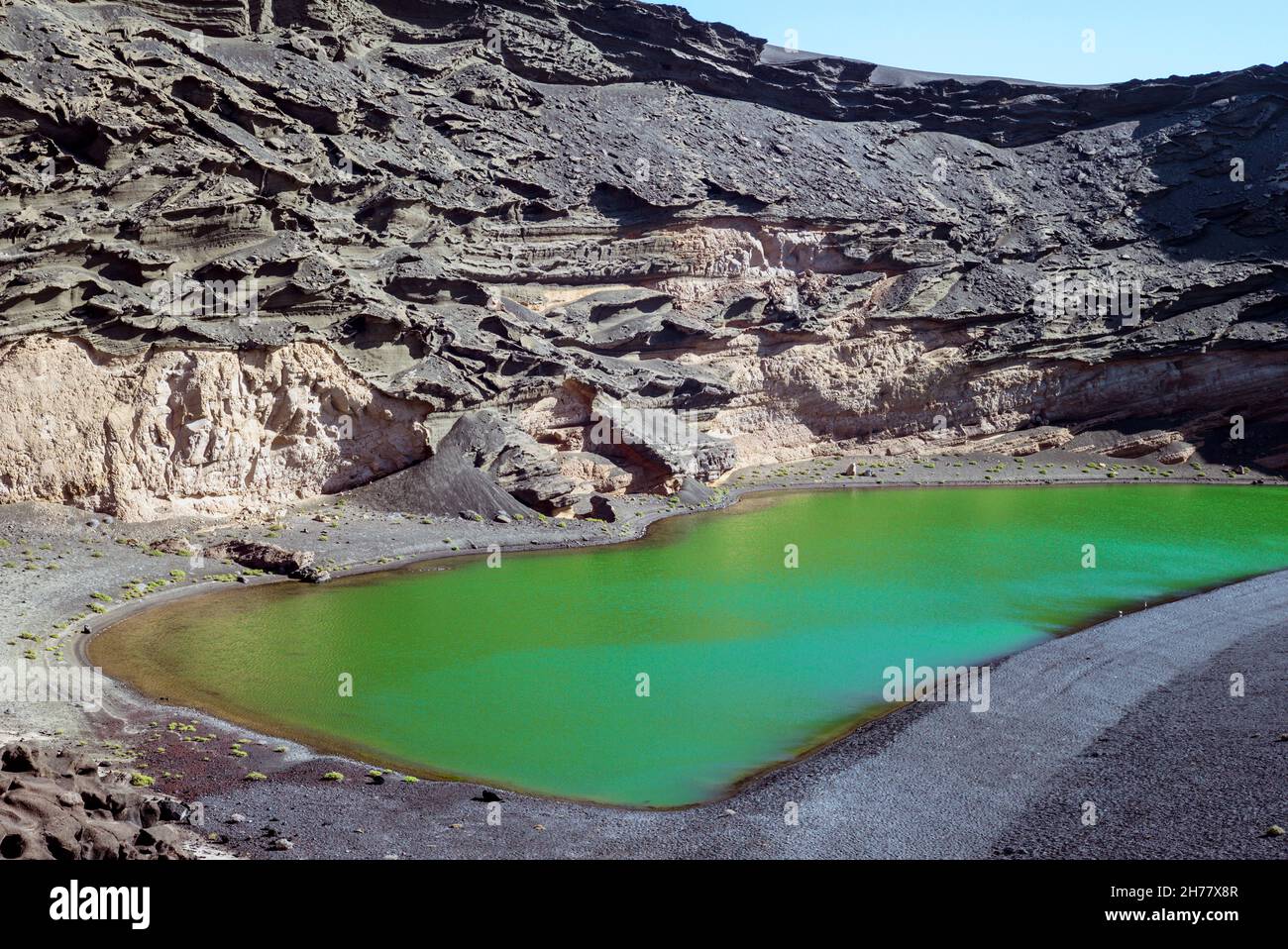 The Green Lagoon in El Golfo/Lanzarote Stock Photo - Alamy