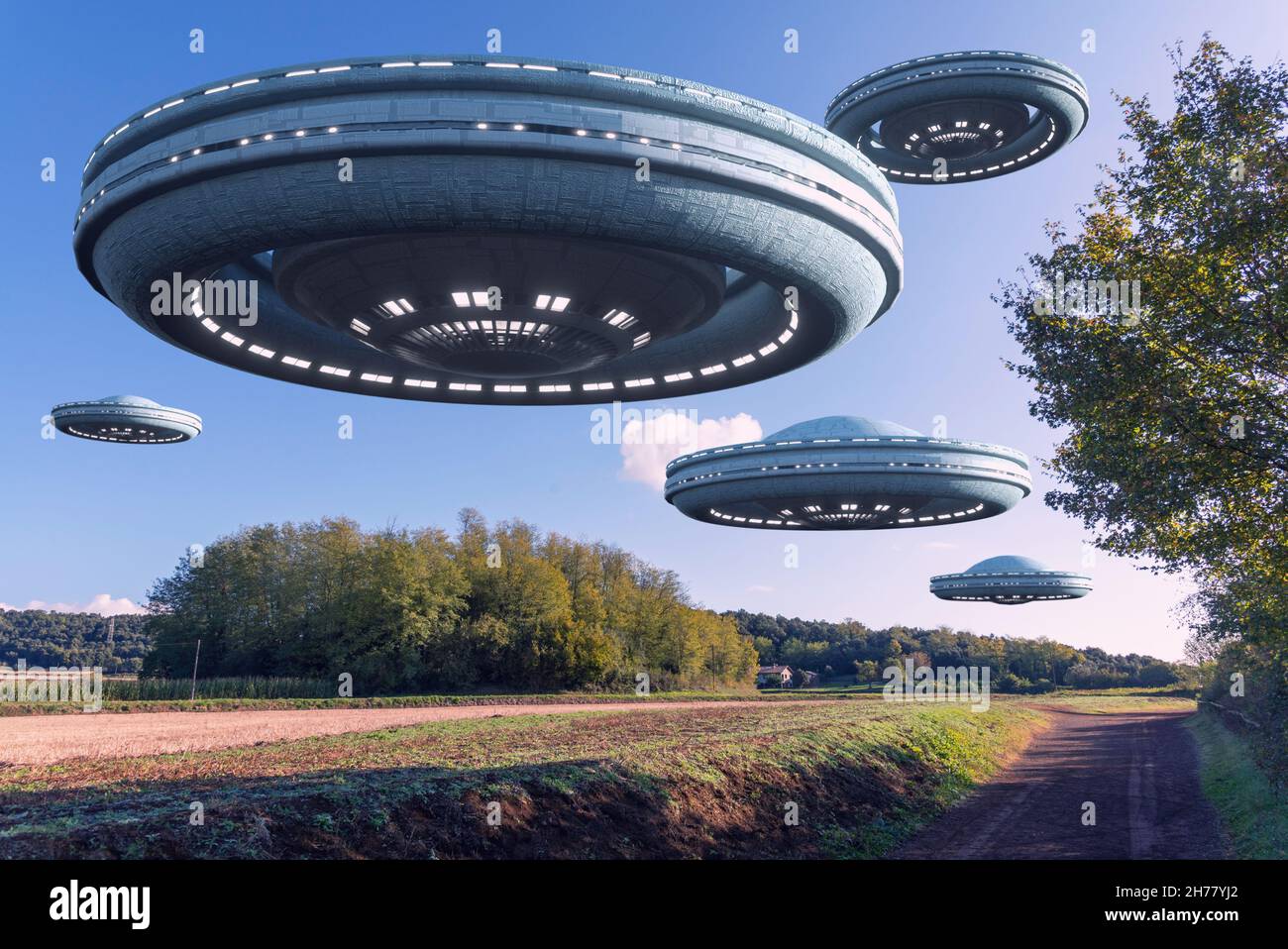 3d render. UFO spaceship concept Stock Photo - Alamy