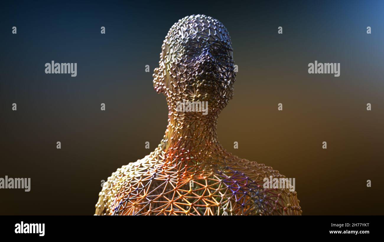 3d render. Head Human shattered portrait Stock Photo - Alamy