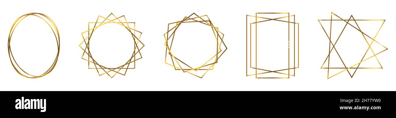 Gold collection of geometric frames. Vector illustration isolated on ...