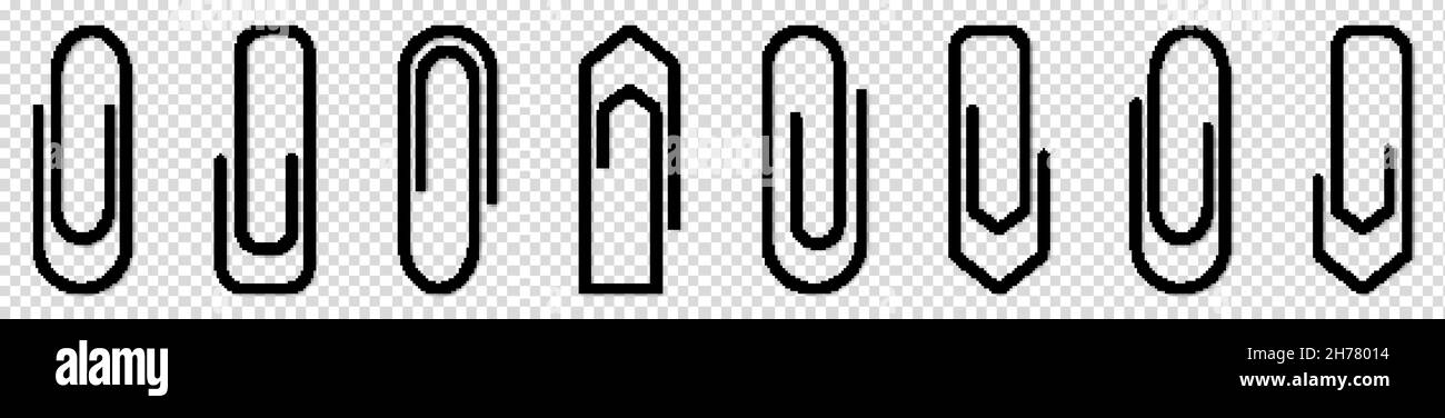 Paper clip icons set. Paperclips in flat style. Office Paper Clip sign ...