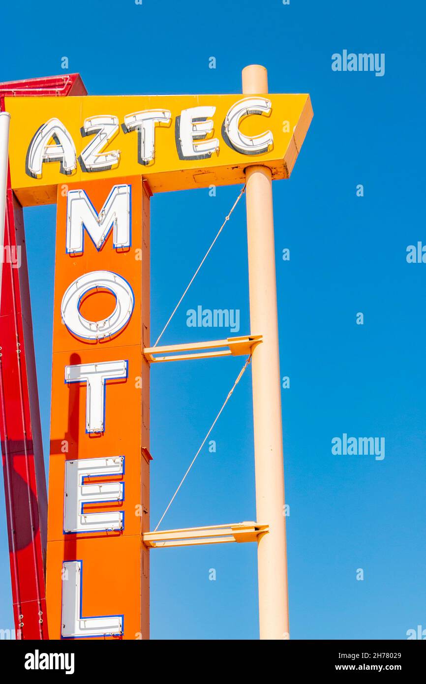 Aztec motel sign on the famous Route 66central avenue Albuquerque USA ...