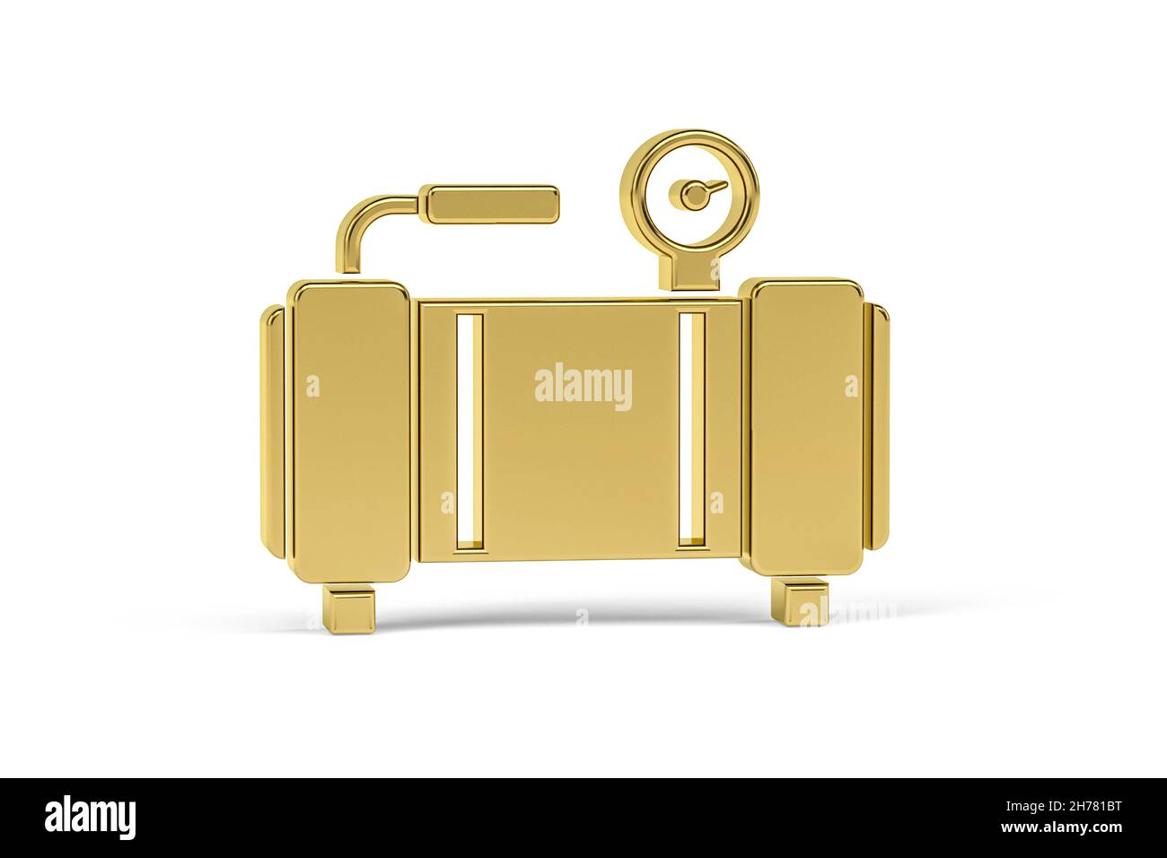 Golden 3d air compressor icon isolated on white background - 3D render ...