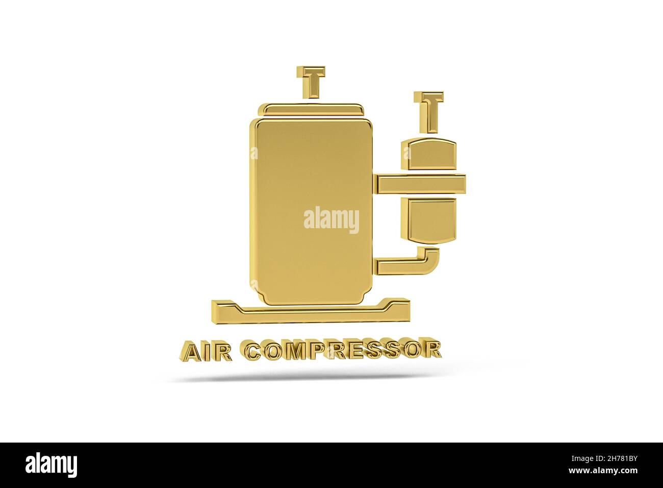 Golden 3d air compressor icon isolated on white background - 3D render ...