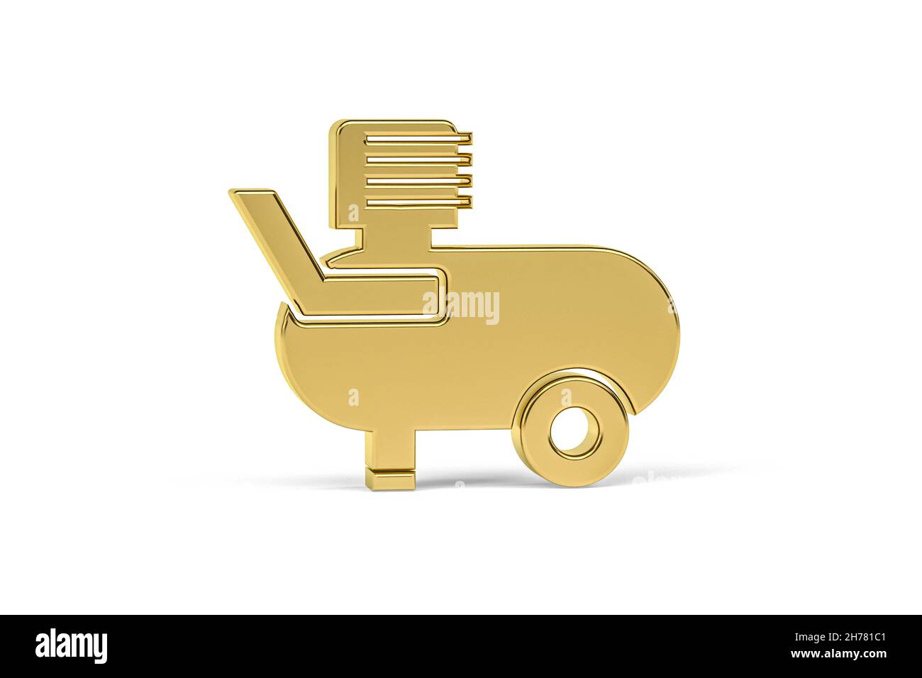 Golden 3d air compressor icon isolated on white background - 3D render ...