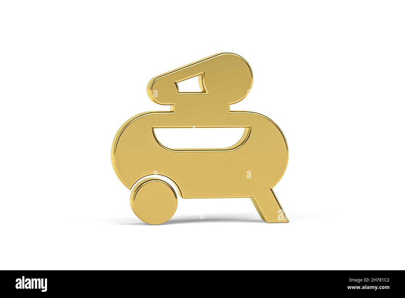 Golden 3d air compressor icon isolated on white background - 3D render ...