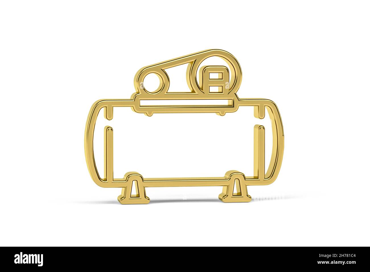 Golden 3d air compressor icon isolated on white background - 3D render ...