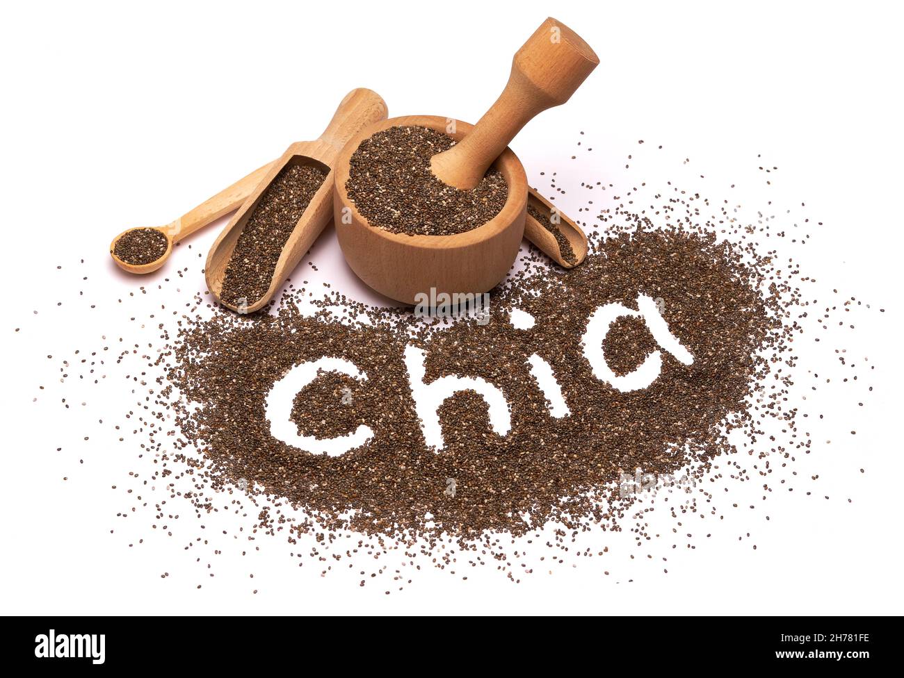 Chia sign word made of Organic natural seeds isolated on white ...
