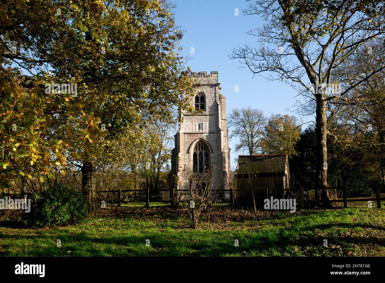 St. Michael`s Church in autumn, Baddesley Clinton, Warwickshire ...