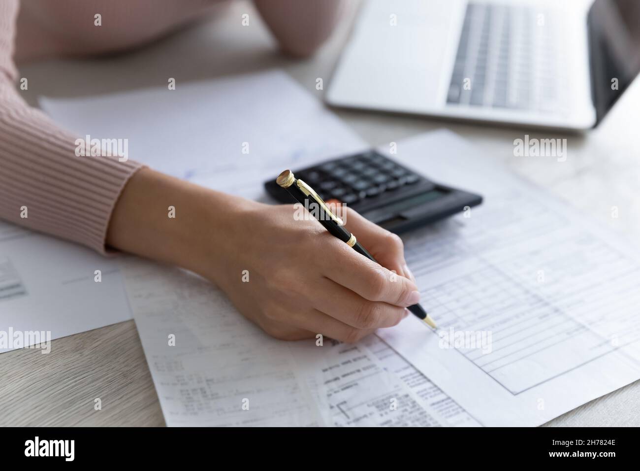 Woman pen documents hi-res stock photography and images - Alamy