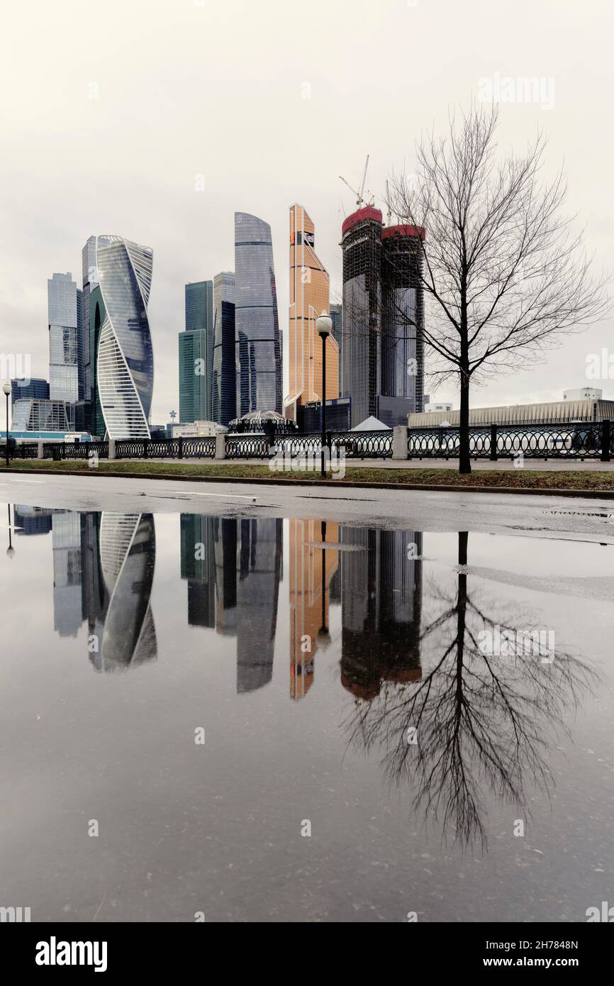 Moscow, Russia - November 21, 2021: Moscow City Towers in autumn day ...