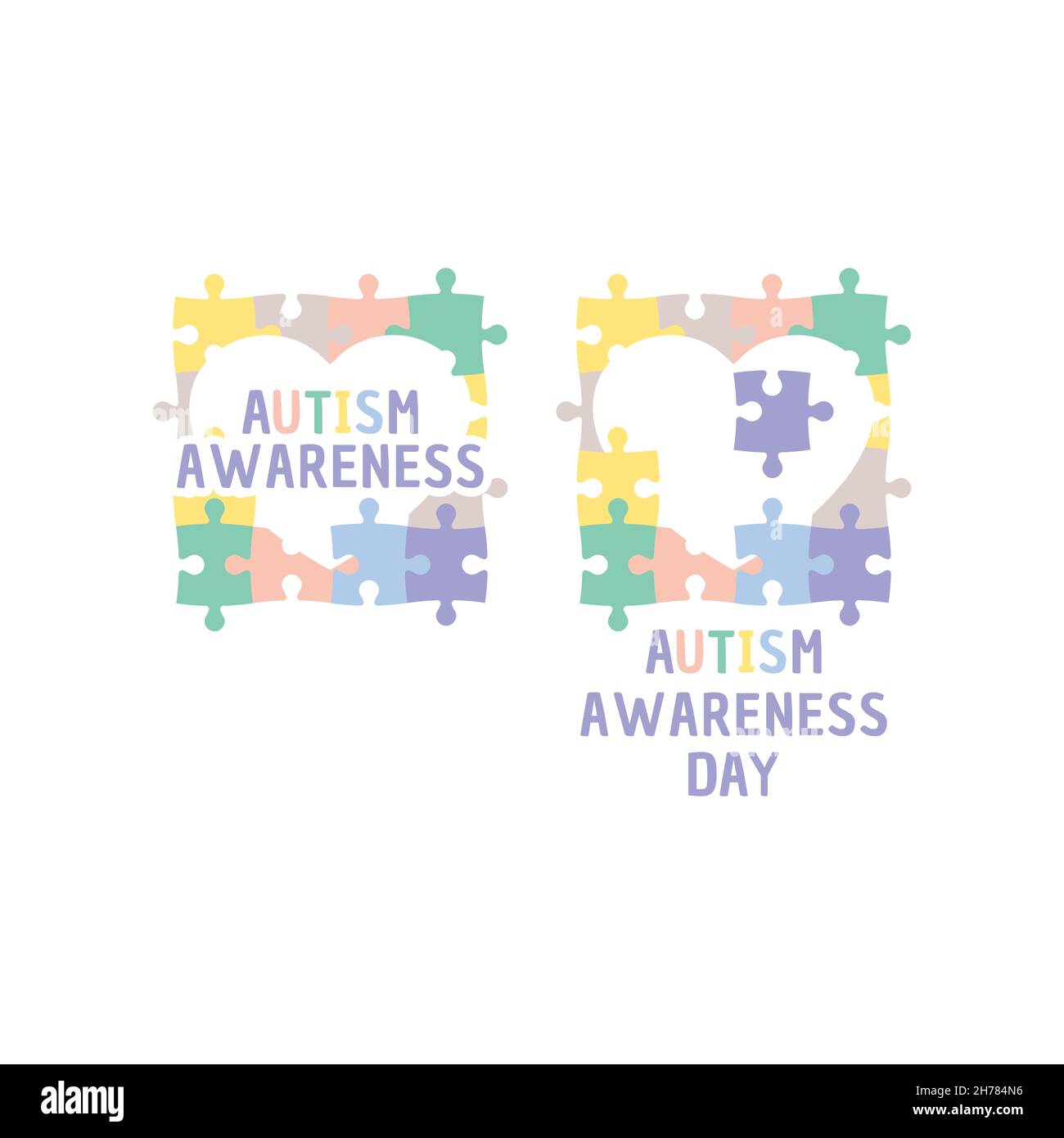 Autism awareness day colorful puzzle. Heart jigsaw shape Stock Vector ...