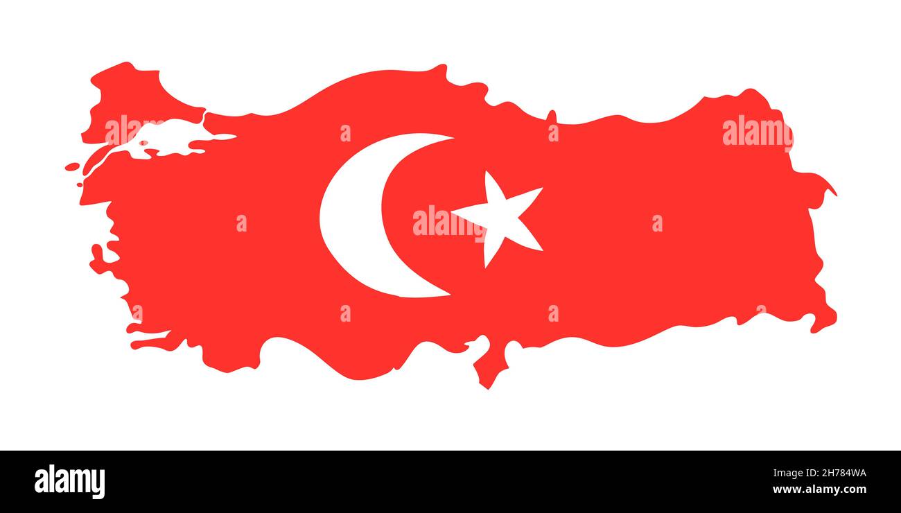 Vector hand drawn map of Turkey With flag. Turkey Republic travel ...