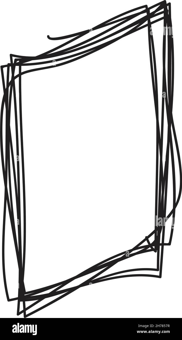 Hand drawn rectangle doodle, sketch scribble element, pencil art design ...