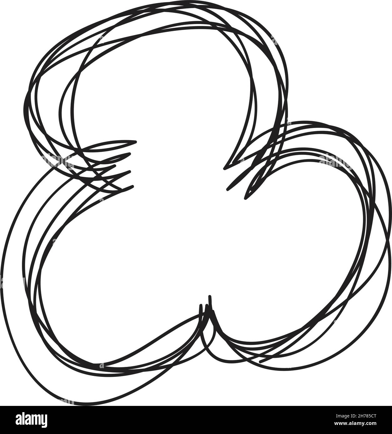 Hand drawn trefoil doodle, sketch scribble element, pencil art design ...