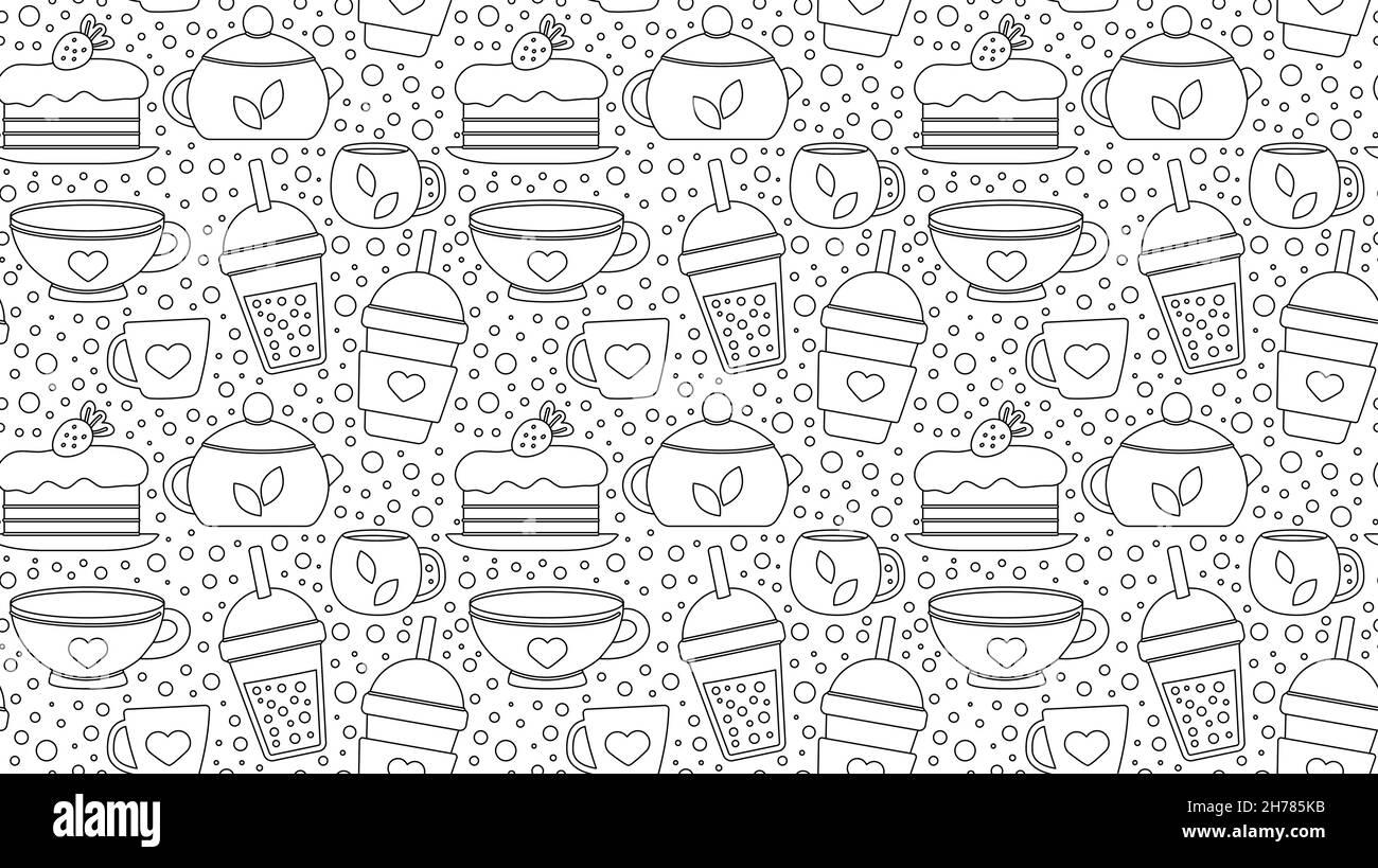 Seamless repeating pattern with drinks and desserts for cafe menu ...