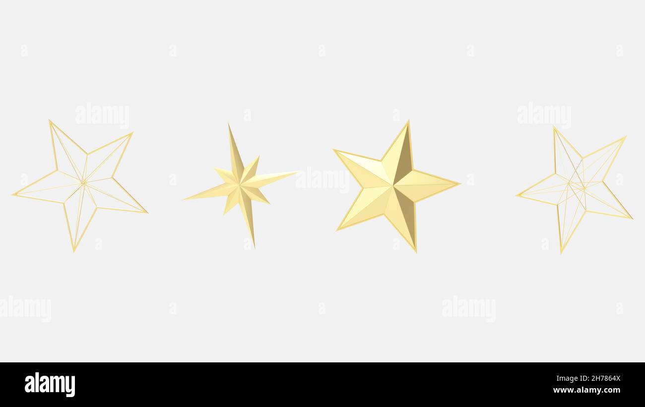 Set of various golden stars on white background, isolated. Design gold ...