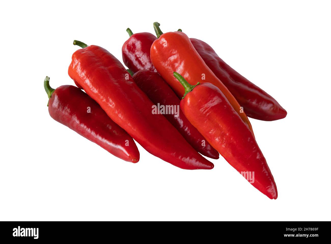 pile of fresh raw peppers isolated on white background, raw vegetables ...