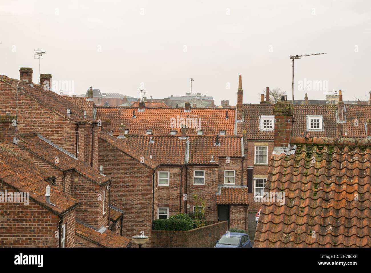 Rooftops of British brick houses in York England Stock Photo - Alamy