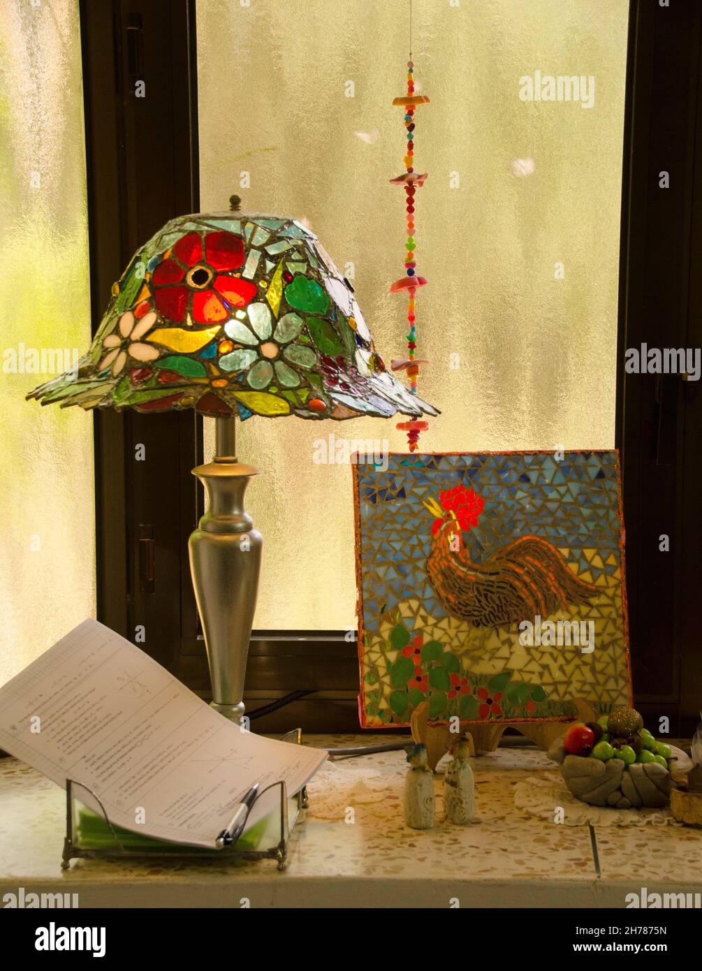 Handcrafted stained glass lampshade Stock Photo - Alamy
