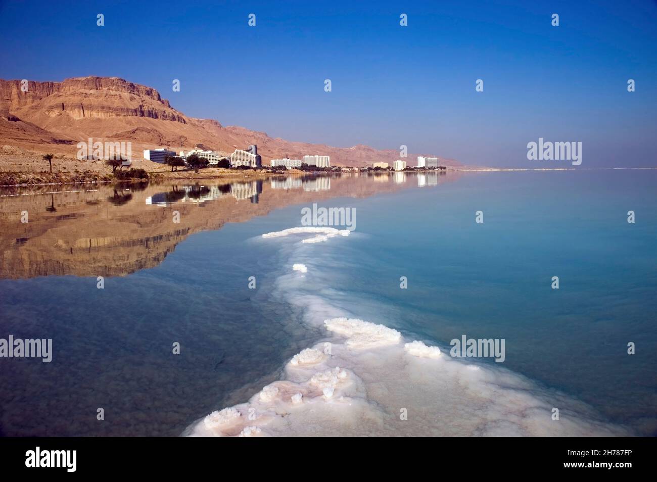 Israel, Dead sea, salt formation caused by the evaporation of the water ...