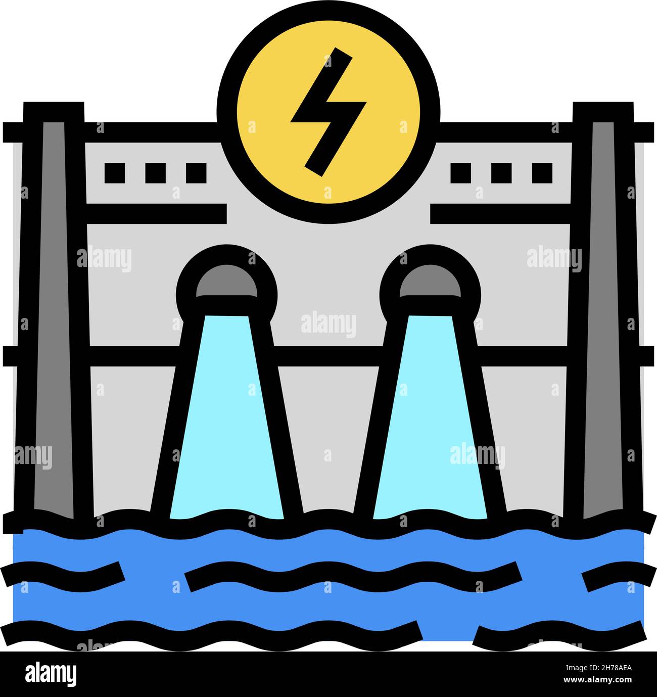 hydroelectricity energy construction color icon vector illustration ...
