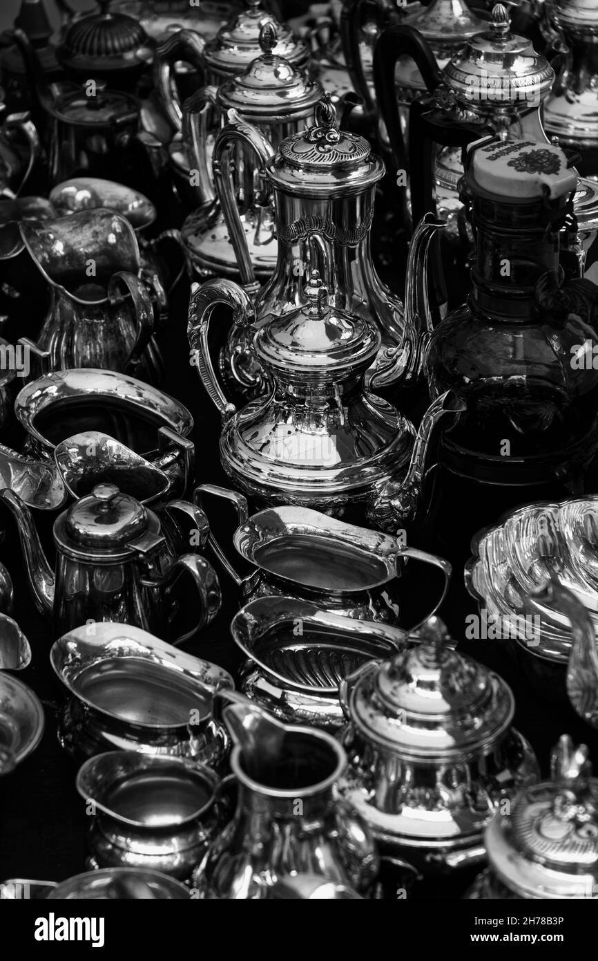 Silver ware Black and White Stock Photos & Images - Alamy